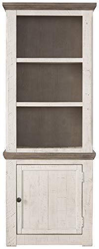 Signature Design by Ashley Havalance Modern Farmhouse Right Pier Cabinet, Shelves for Storage, Weathered Gray & Vintage White