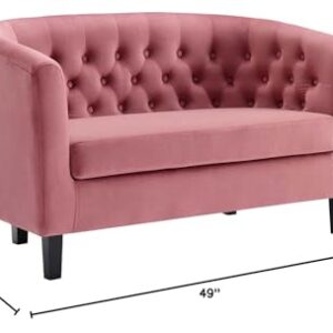 Modway Prospect Channel Tufted Performance Velvet Modern, Loveseat, Dusty Rose