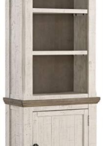 Signature Design by Ashley Havalance Modern Farmhouse Right Pier Cabinet, Shelves for Storage, Weathered Gray & Vintage White