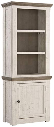 Signature Design by Ashley Havalance Modern Farmhouse Right Pier Cabinet, Shelves for Storage, Weathered Gray & Vintage White