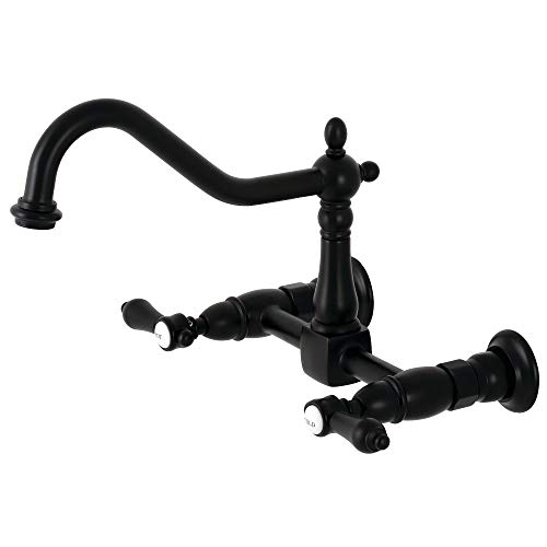 Kingston Brass KS1240BAL Heirloom Bridge Kitchen Faucet, Matte Black