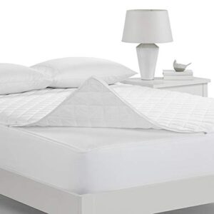 Serta Protection Plus Fiber Fill Cooling Fitted Mattress Pad Cover, Twin, White