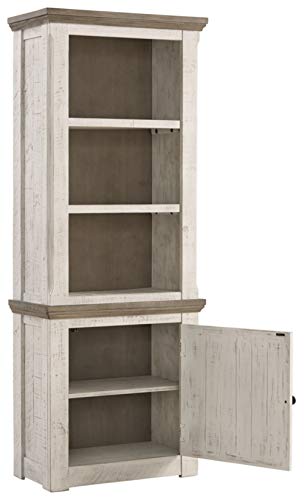 Signature Design by Ashley Havalance Modern Farmhouse Right Pier Cabinet, Shelves for Storage, Weathered Gray & Vintage White