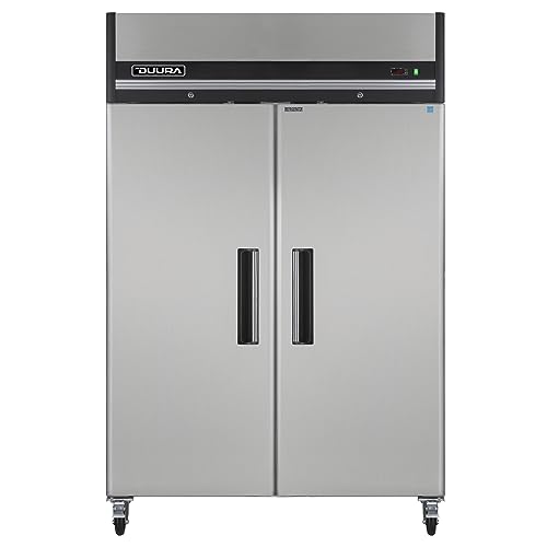 DUURA 54" Commercial Freezer 2 Door Reach-in Stainless Steel Freezer with Top Mounted Condenser for Restaurant, Bar, Shop, 49 Cu.Ft., Silver