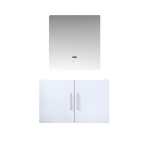 lexora geneva 30 in. w x 22 in. d glossy white bath vanity and 30 in. led mirror