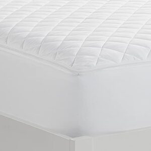 Serta Protection Plus Fiber Fill Cooling Fitted Mattress Pad Cover, Twin, White