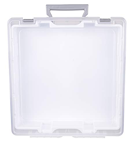 AB Designs 6899ABD Super Satchel Double Deep with Lift-Out Tray and Removable Dividers, Stackable Home Storage Organization Container, Clear with Sliver Latches and Handle