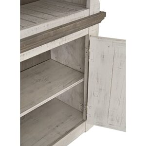 Signature Design by Ashley Havalance Modern Farmhouse Right Pier Cabinet, Shelves for Storage, Weathered Gray & Vintage White