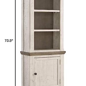 Signature Design by Ashley Havalance Modern Farmhouse Right Pier Cabinet, Shelves for Storage, Weathered Gray & Vintage White