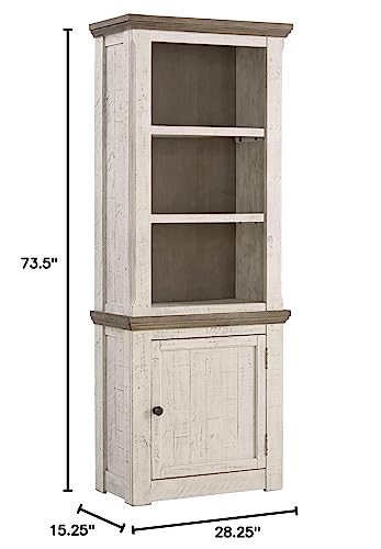 Signature Design by Ashley Havalance Modern Farmhouse Right Pier Cabinet, Shelves for Storage, Weathered Gray & Vintage White