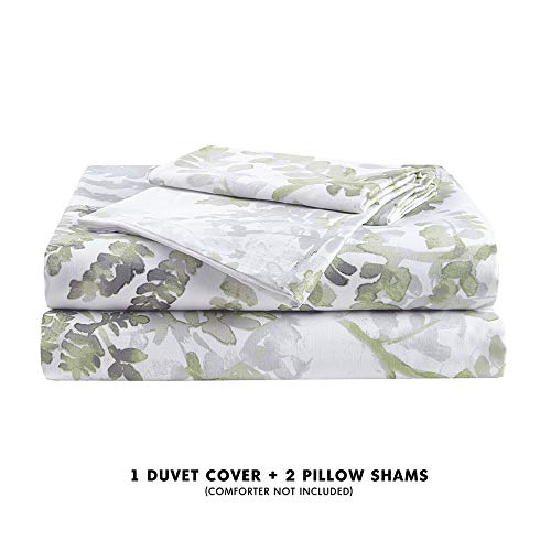 Intelligent Design Reversible 100% Cotton Sateen Duvet-Breathable Comforter Cover,Modern All Season Bedding Set with Sham(Insert Excluded),Judith,Palm Leaf GreenFull/Queen(90"x90")