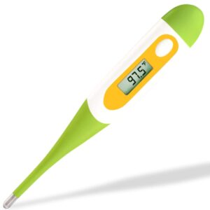 easy@home digital oral thermometer for kid, baby, and adult, oral, rectal and underarm temperature measurement for fever with alarm emt-021-green