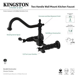 Kingston Brass KS1240BAL Heirloom Bridge Kitchen Faucet, Matte Black