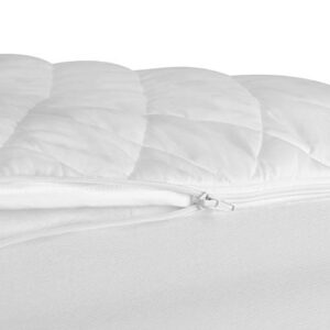 Serta Protection Plus Fiber Fill Cooling Fitted Mattress Pad Cover, Twin, White