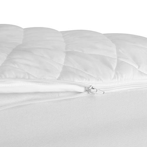 Serta Protection Plus Fiber Fill Cooling Fitted Mattress Pad Cover, Twin, White