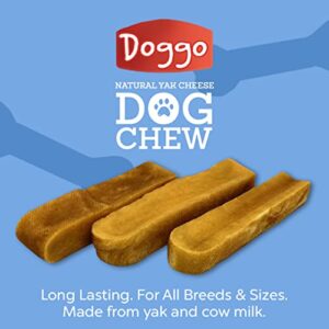 Doggo Dog Chew - Premium Yak Cheese Himalayan Dog Chews - Natural Yak Chews for Large and Small Dogs - Yak Milk Dog Chew - Long-Lasting Treats Aggressive Chewers - X-Large, 1 Pound (3 Pieces)