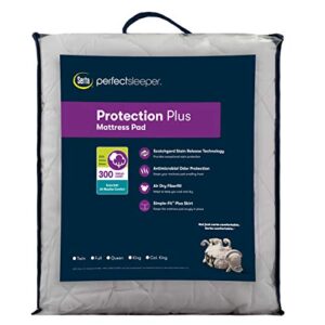 Serta Protection Plus Fiber Fill Cooling Fitted Mattress Pad Cover, Twin, White