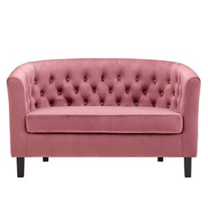 Modway Prospect Channel Tufted Performance Velvet Modern, Loveseat, Dusty Rose