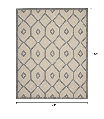 Nourison Palamos Indoor/Outdoor Cream 7'10" x 9'10" Area Rug, Easy-Cleaning, Non Shedding, Bed Room, Living Room, Dining Room, Backyard, Deck, Patio (8x10)