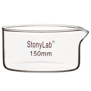 stonylab crystallizing dish with spout and heavy-duty rim, borosilicate glass reusable crystallizing dishes for crystallization and evaporation, 1 liter capacity od 150mm