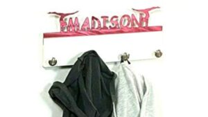 mirror mania personalized coat hanger gymnastics gymnasts rack bag hat towel backpack sweatshirt jacket hook organizer wall door decor, one of a kind, custom made to order, with your name on it!