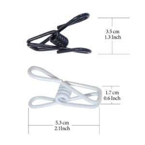 20 Pcs 2 Inch Black and White Chip Clips, PVC Coating High Elasticity Strength Steel Clothes Pins, Food Clips and Bag Clips