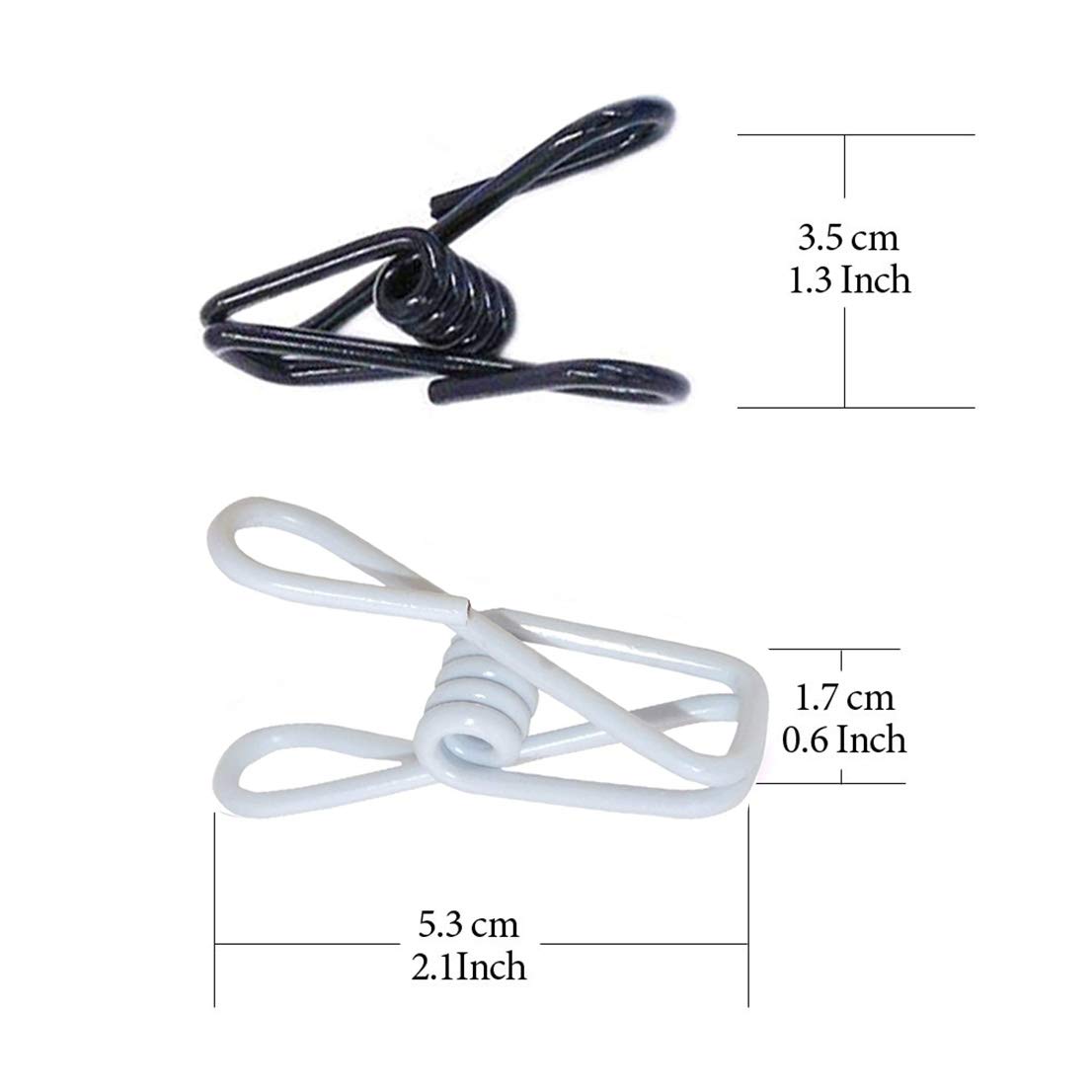 20 Pcs 2 Inch Black and White Chip Clips, PVC Coating High Elasticity Strength Steel Clothes Pins, Food Clips and Bag Clips