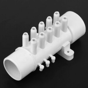 Fdit 1.5in 10mm 10 Port PVC Pool Plumbing Manifold with 6 Plugs Hot Spring Bathtub Swimming Pool Spa Accessories