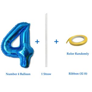 40 Inch Jumbo Blue Number 4 Balloon Giant Balloons Prom Balloons Helium Foil Mylar Huge Number Balloons for Birthday Party Decorations/Wedding/Anniversary