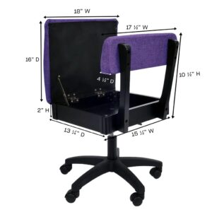 Arrow Sewing H8160 Adjustable Height Hydraulic Sewing and Craft Chair with Under Seat Storage and Solid Fabric, Royal Purple Fabric