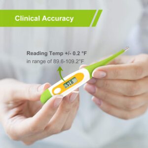 Easy@Home Digital Oral Thermometer for Kid, Baby, and Adult, Oral, Rectal and Underarm Temperature Measurement for Fever with Alarm EMT-021-Green