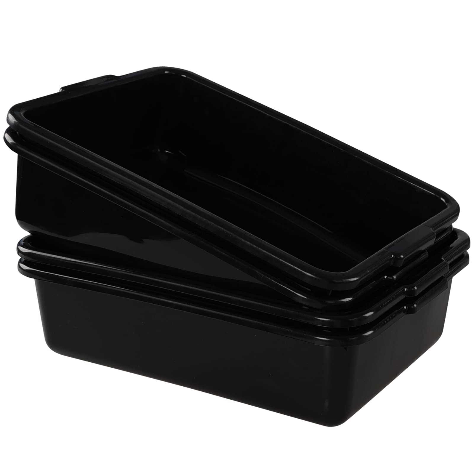 Asking 4-Pack Plastic Commercial Bus Box, 13 L Utility Bus Tub, Black