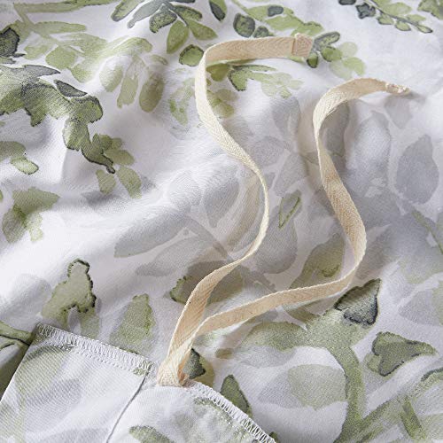 Intelligent Design Reversible 100% Cotton Sateen Duvet-Breathable Comforter Cover,Modern All Season Bedding Set with Sham(Insert Excluded),Judith,Palm Leaf GreenFull/Queen(90"x90")