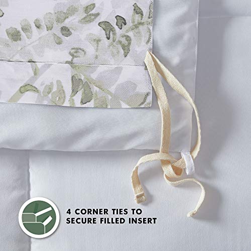 Intelligent Design Reversible 100% Cotton Sateen Duvet-Breathable Comforter Cover,Modern All Season Bedding Set with Sham(Insert Excluded),Judith,Palm Leaf GreenFull/Queen(90"x90")