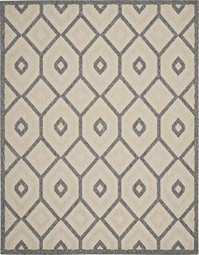 Nourison Palamos Indoor/Outdoor Cream 7'10" x 9'10" Area Rug, Easy-Cleaning, Non Shedding, Bed Room, Living Room, Dining Room, Backyard, Deck, Patio (8x10)