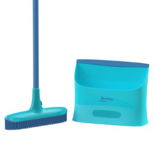 spontex catch & clean indoor rubber broom and dustpan set - dustpan and brush set for pet hair removal - rubber brush for wet & dry sweeping plus multi-surface cleaning