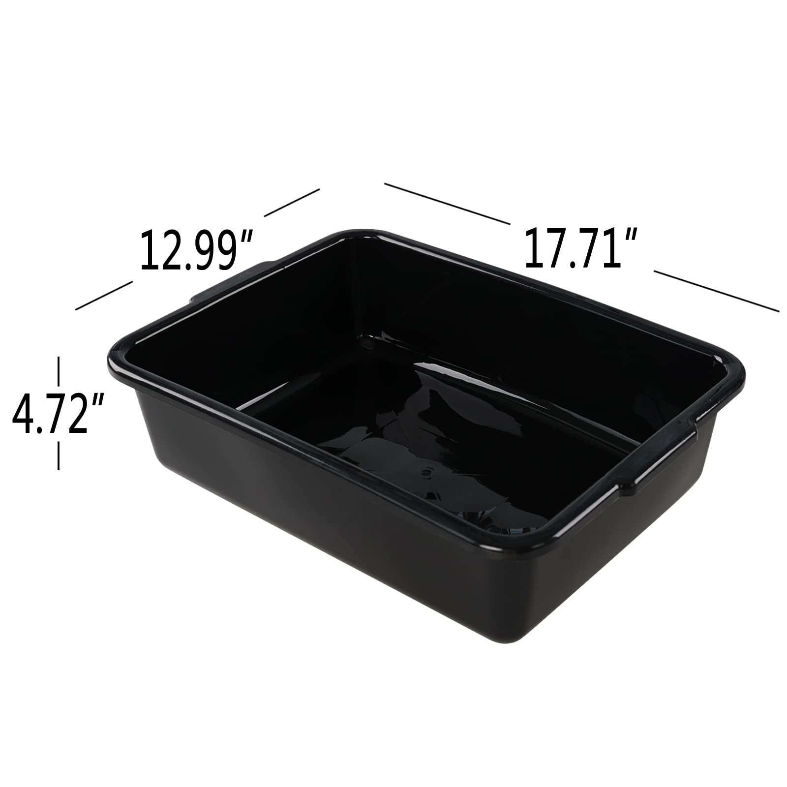 Asking 4-Pack Plastic Commercial Bus Box, 13 L Utility Bus Tub, Black