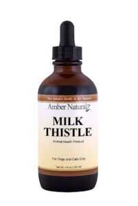 amber naturalz milk thistle herbal supplement for dogs and cats | milk thistle herbal supplement for liver health and support | 4 fluid ounce glass bottle | manufactured in the usa