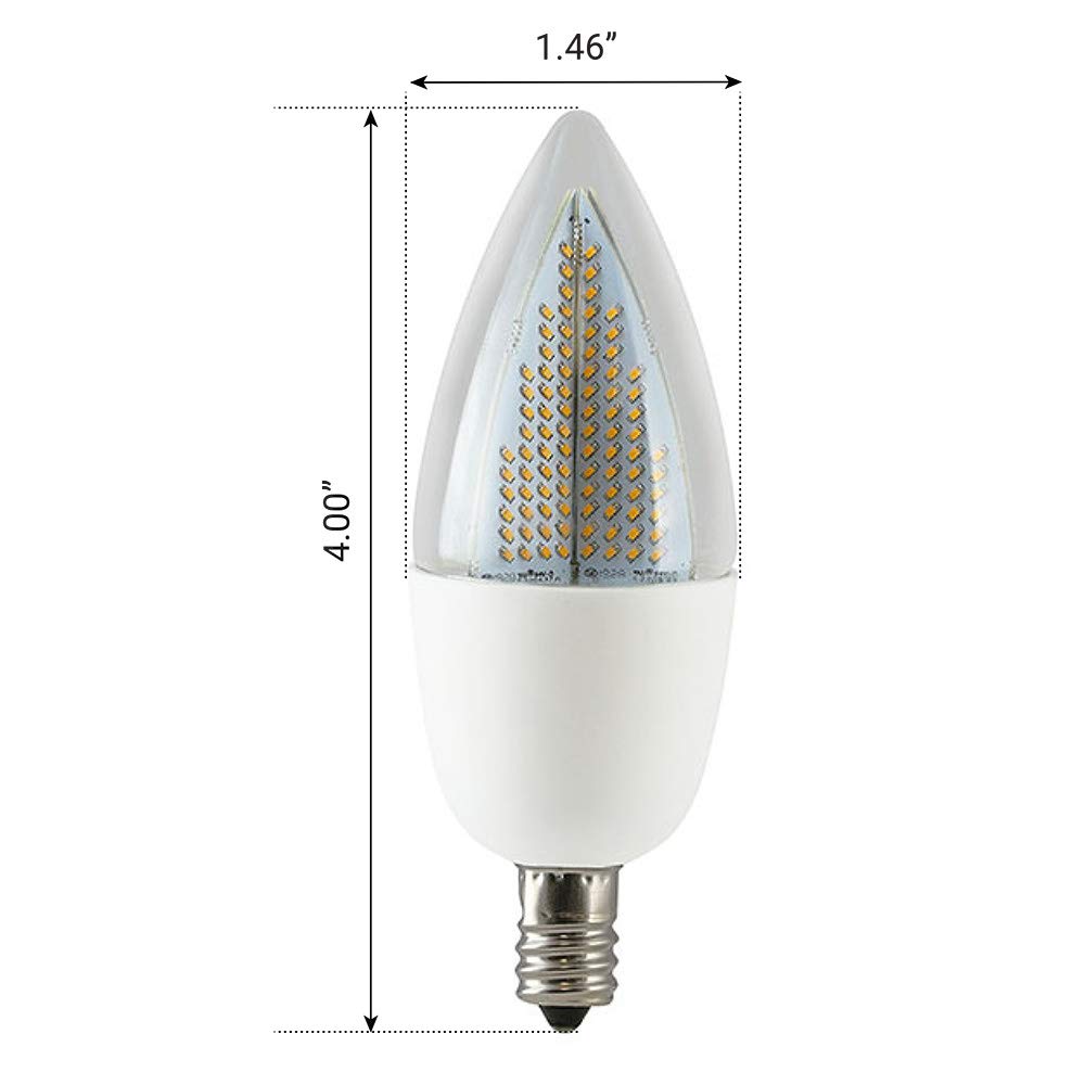 Euri Lighting Flickering Flame Bulb, ECA9.5-2120fc, LED CA9.5 Candelabra, E12, 1W (6W Equal), Warm White 1800K, Non-Dim, 80lm, 120° Angle, White Housing, UL Listed, One Count