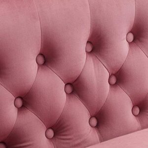 Modway Prospect Channel Tufted Performance Velvet Modern, Loveseat, Dusty Rose