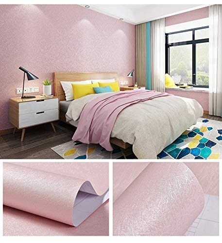 Cohoo Home Silk Pink Peel and Stick Wallpaper Self Adhesive Removable Pink Wallpaper Stick and Peel Pink Wall Paper Pink Contact Paper for Cabinets Bedroom Drawer Liner Wall Sticker 15.7" ×118"