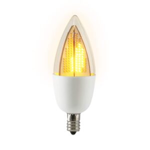 euri lighting flickering flame bulb, eca9.5-2120fc, led ca9.5 candelabra, e12, 1w (6w equal), warm white 1800k, non-dim, 80lm, 120° angle, white housing, ul listed, one count