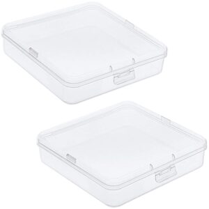 duofire small plastic box organizer box small plastic storage containers small plastic case for storage beads, jewelry and small items square(5.2 x 5.2 x 1.3inch) 2 pack