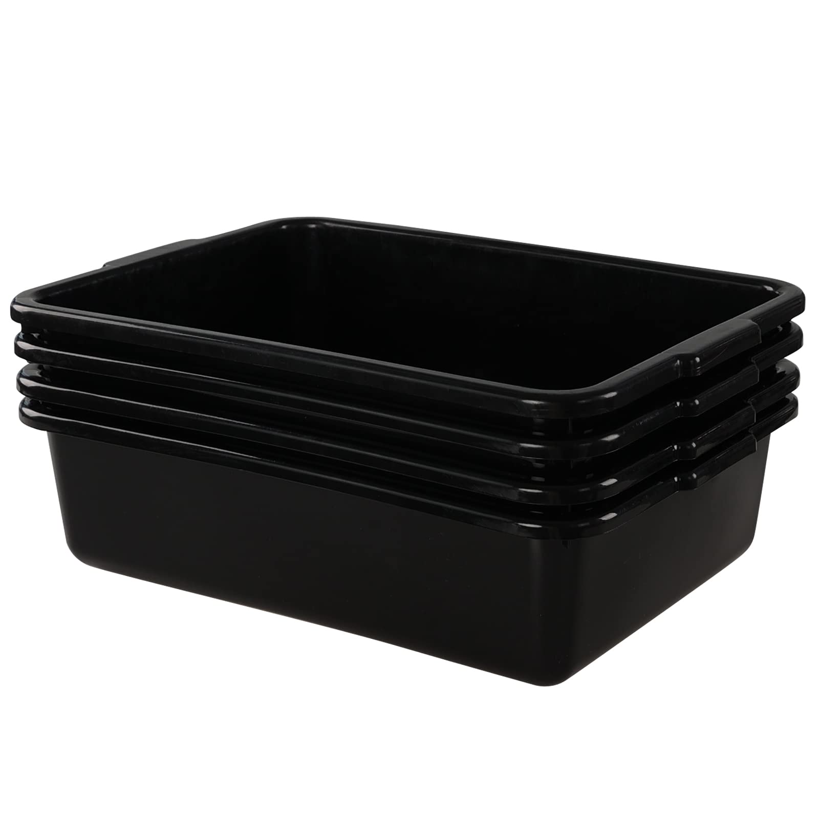 Asking 4-Pack Plastic Commercial Bus Box, 13 L Utility Bus Tub, Black