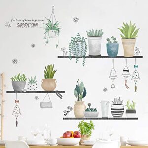 Green Pot Plants Leaves Wall Decals Wall Stickers for Bedroom Leaf Wall Mural as Wall Decor for Living Room | 90cm x 180cm Removable Stickers for Home Walls Decoration as Housewarming Birthday Gift