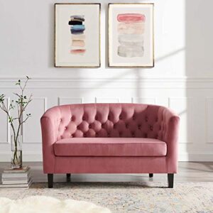 modway prospect channel tufted performance velvet modern, loveseat, dusty rose