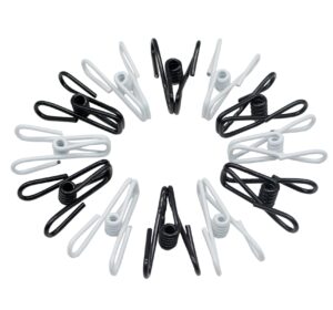 20 pcs 2 inch black and white chip clips, pvc coating high elasticity strength steel clothes pins, food clips and bag clips