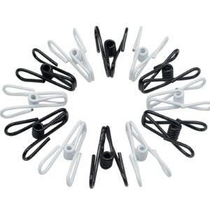 20 Pcs 2 Inch Black and White Chip Clips, PVC Coating High Elasticity Strength Steel Clothes Pins, Food Clips and Bag Clips