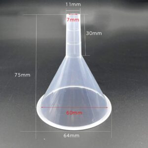 YXQ 12Pcs Plastic Filter Funnel 60mm Dia Clear Funnels with Spout for Science Lab Water Bottle Filling Liquid Transfer