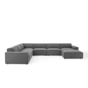 Modway Restore 7-Piece Upholstered Sectional Sofa in Charcoal